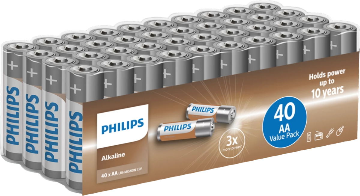 Philips Batteri Tech Alkaline AA 40-Pak - Forberedt på kriser - HardSoft